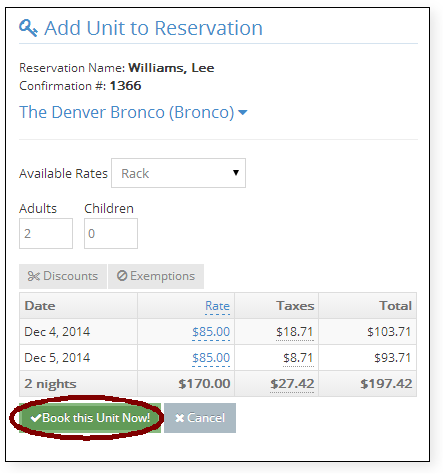 Adding a Second Room to an Existing Reservation