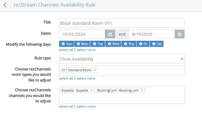 Blocking, Reducing, or Closing Units via rezStream Channels
