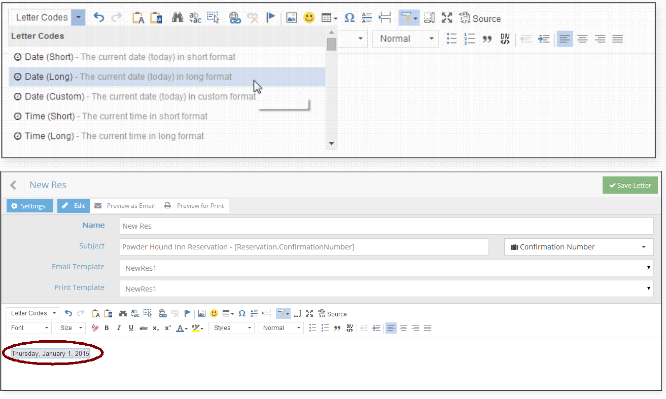 Letters and Templates