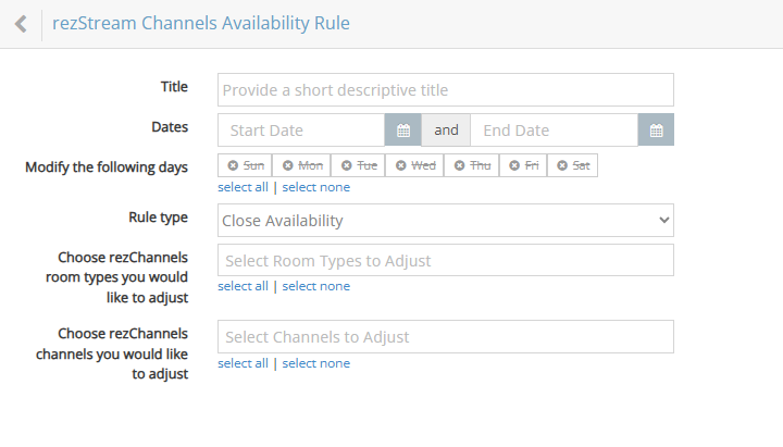 rezStream Channels Configuration
