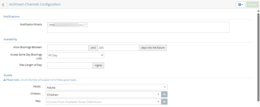 rezStream Channels Configuration