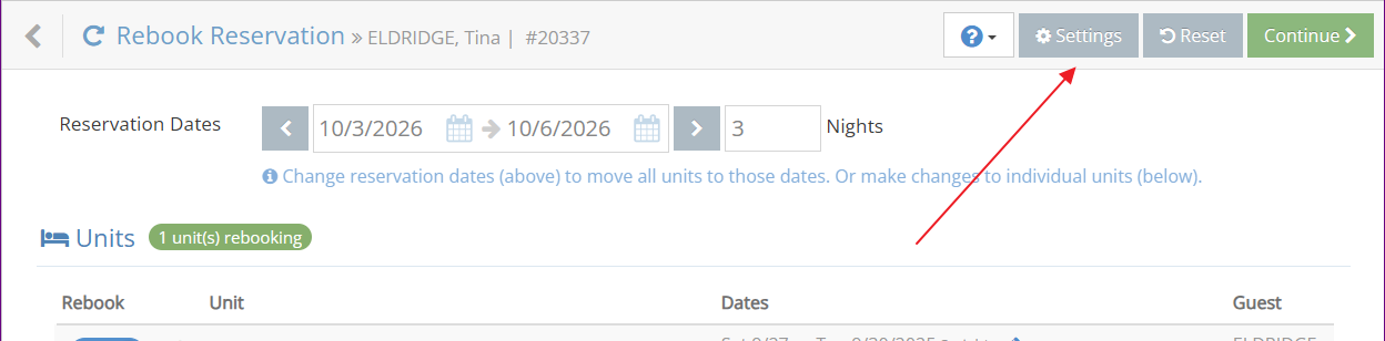 Rebooking Settings