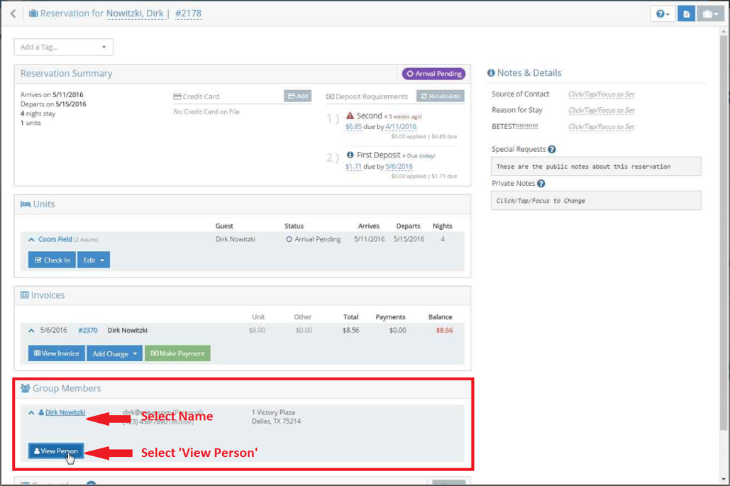 How Do I See The Notes for a Reservation?
