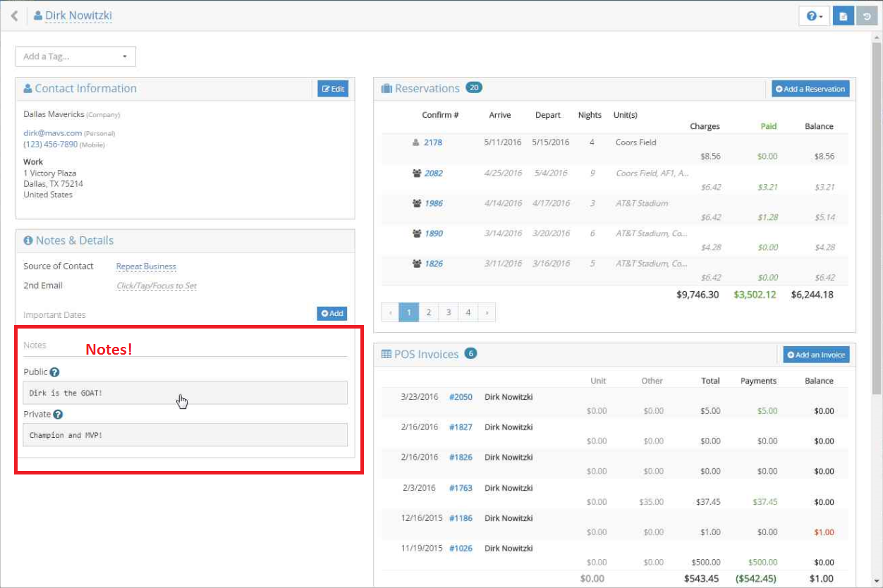 How Do I See The Notes for a Reservation?